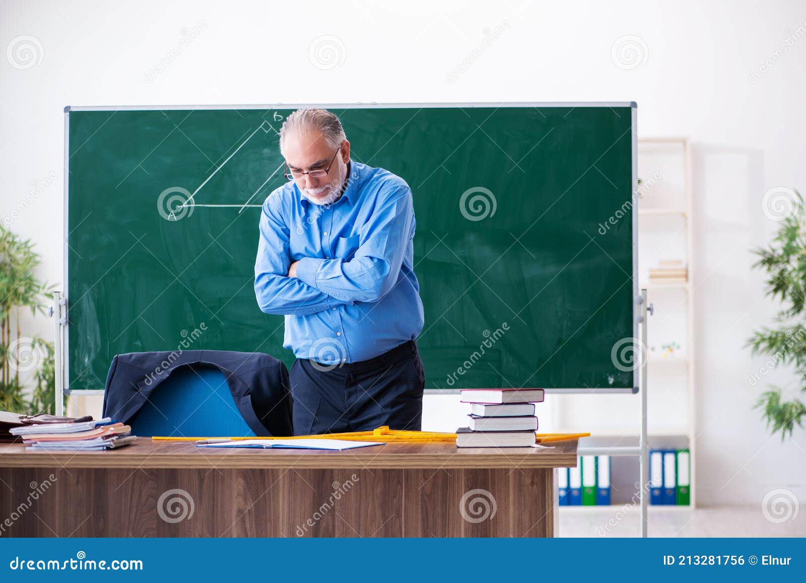 Old Male Math Teacher in the Classroom Stock Photo - Image of ...