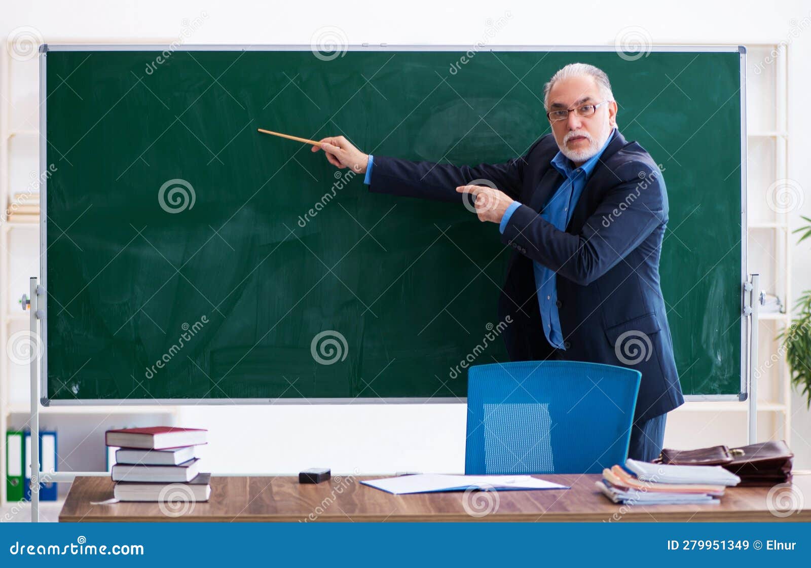 Old Male Math Teacher in the Classroom Stock Image - Image of ...
