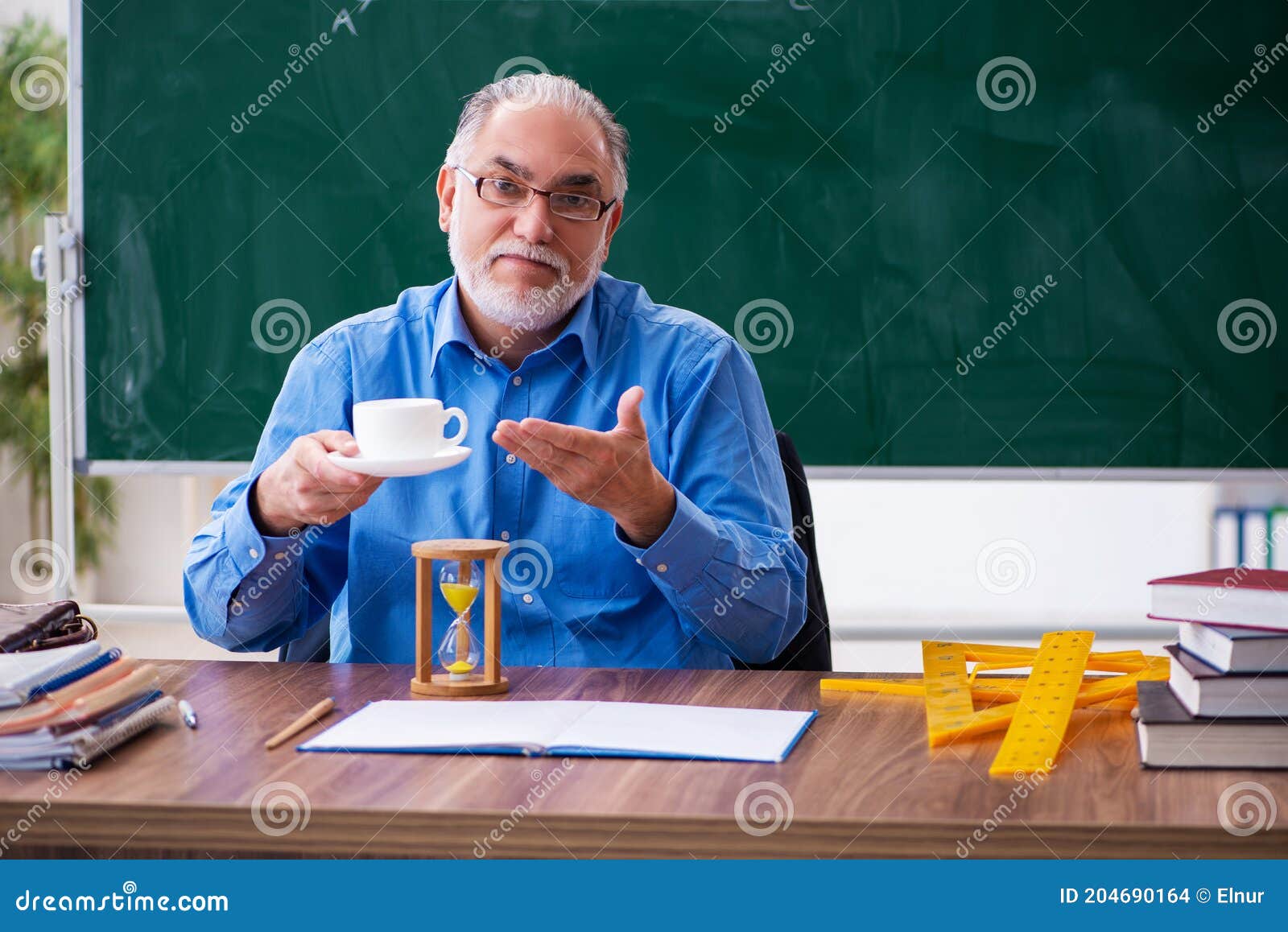 Old Male Math Teacher in Time Management Concept Stock Photo - Image of ...