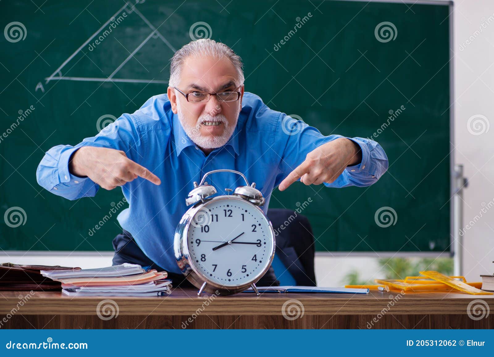 Old Male Math Teacher in Time Management Concept Stock Photo - Image of ...