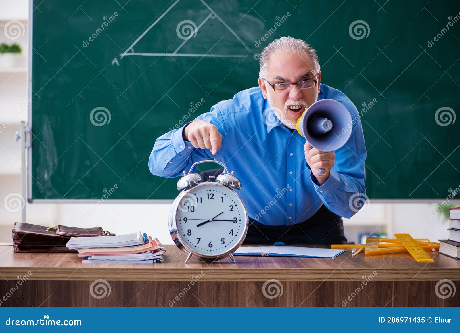 Old Male Math Teacher in Time Management Concept Stock Image - Image of ...
