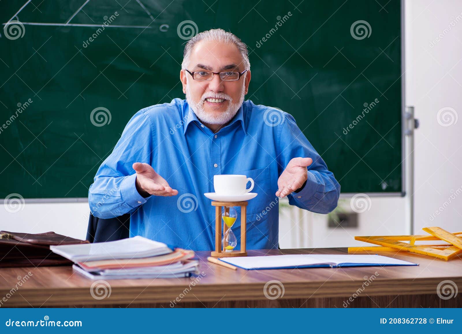 Old Male Math Teacher in Time Management Concept Stock Photo - Image of ...
