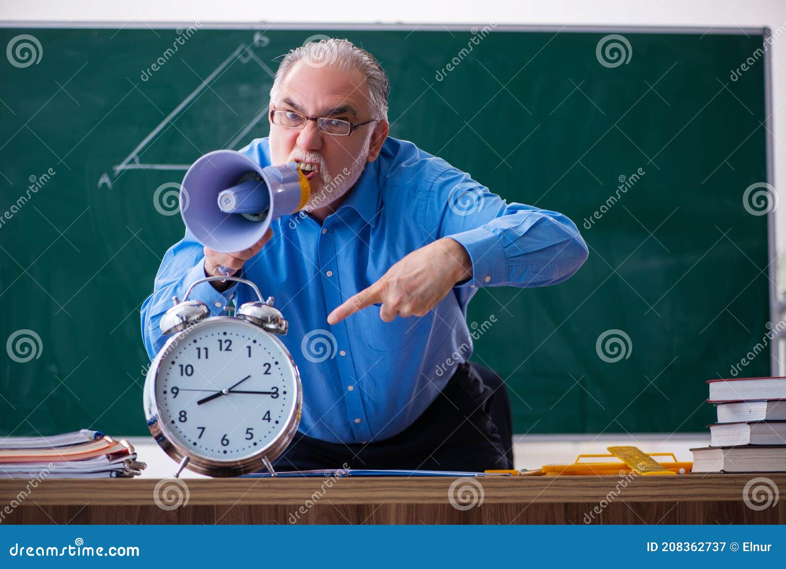 Old Male Math Teacher in Time Management Concept Stock Image - Image of ...