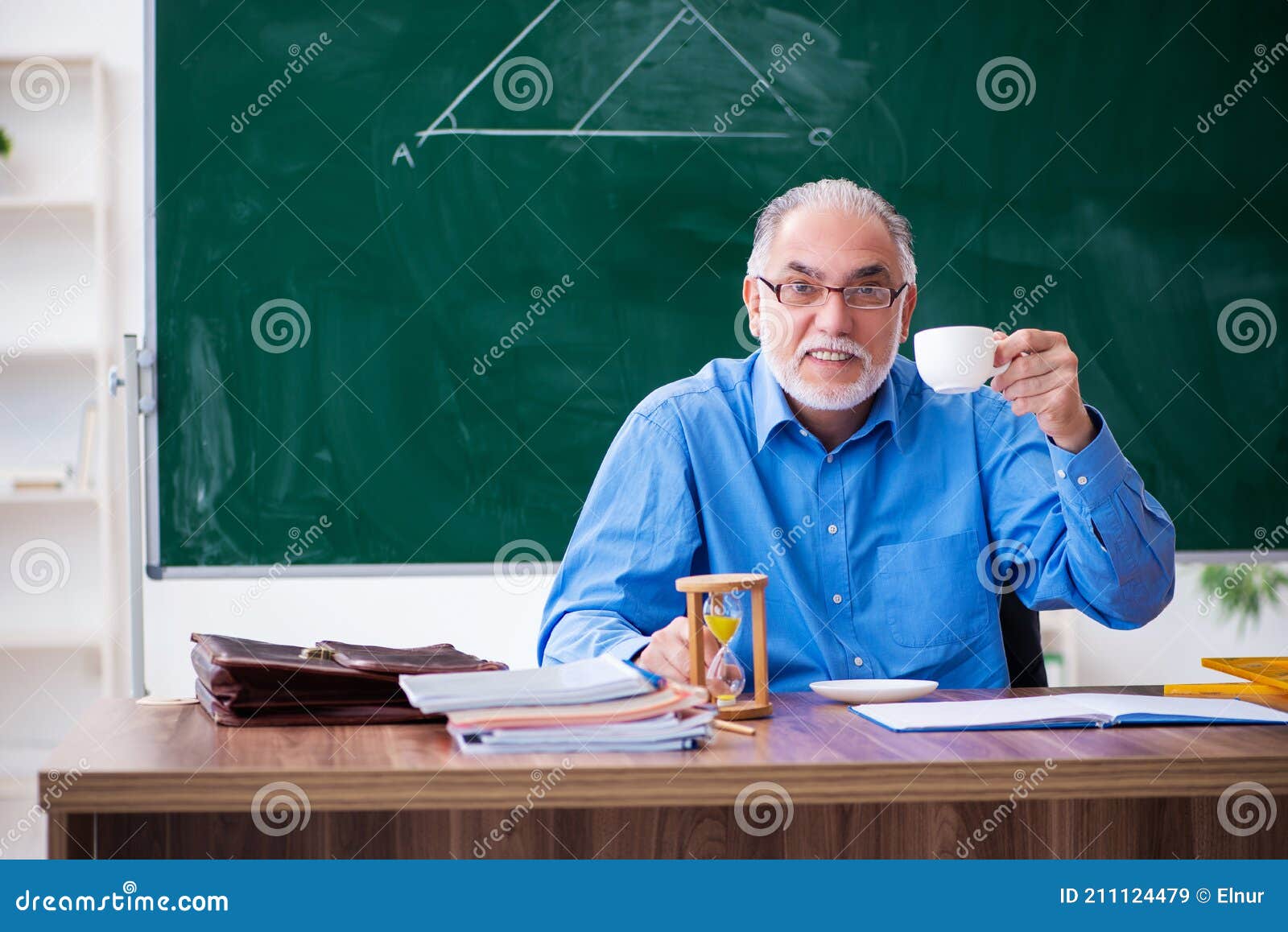 Old Male Math Teacher in Time Management Concept Stock Image - Image of ...