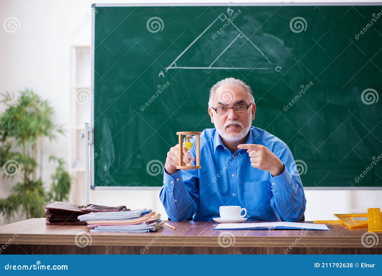 Old Male Math Teacher in Time Management Concept Stock Photo - Image of ...