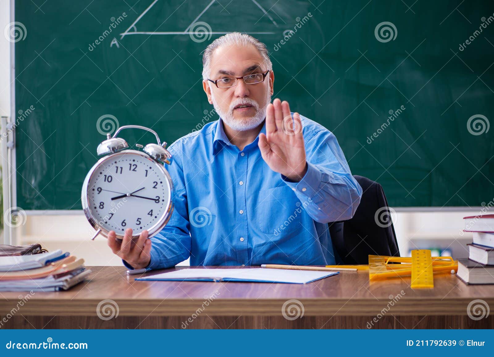Old Male Math Teacher in Time Management Concept Stock Image - Image of ...
