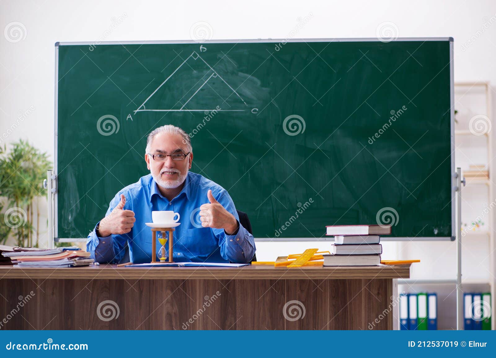 Old Male Math Teacher in Time Management Concept Stock Image - Image of ...