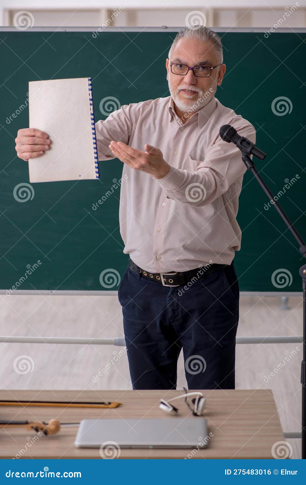 Old Male Music Teacher in the Classroom Stock Photo - Image of teaching ...