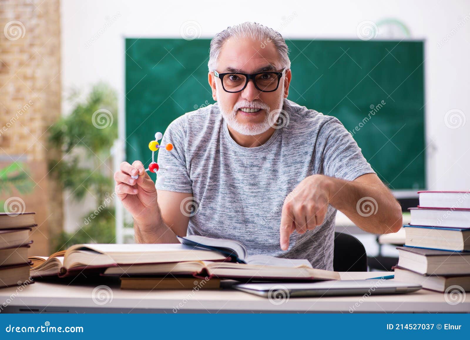 Old Male Physicist Student in the Classroom Stock Image - Image of ...