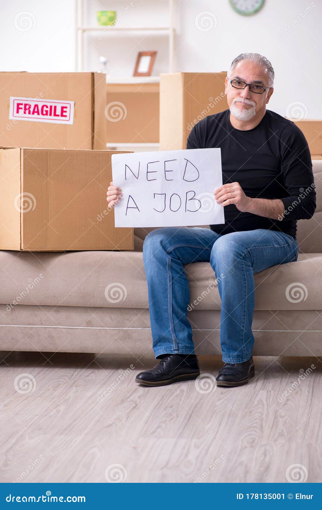 Old Male Professional Mover Doing Home Relocation Stock Image - Image ...