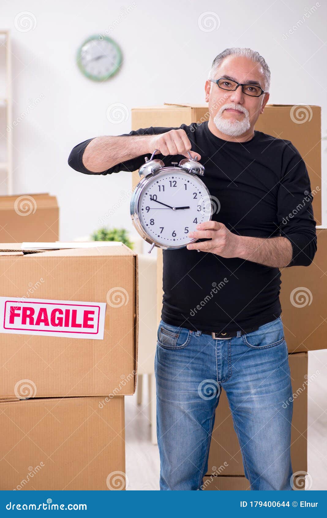 Old Male Professional Mover Doing Home Relocation Stock Photo - Image ...