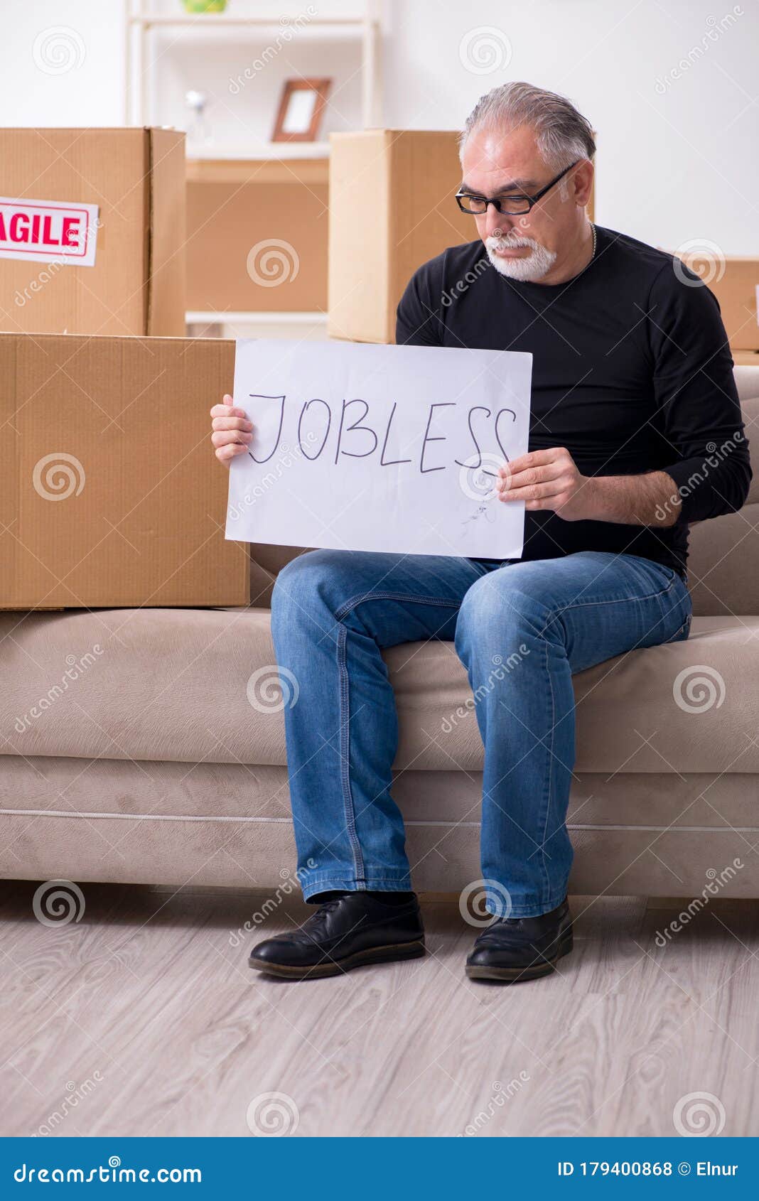 Old Male Professional Mover Doing Home Relocation Stock Photo - Image ...