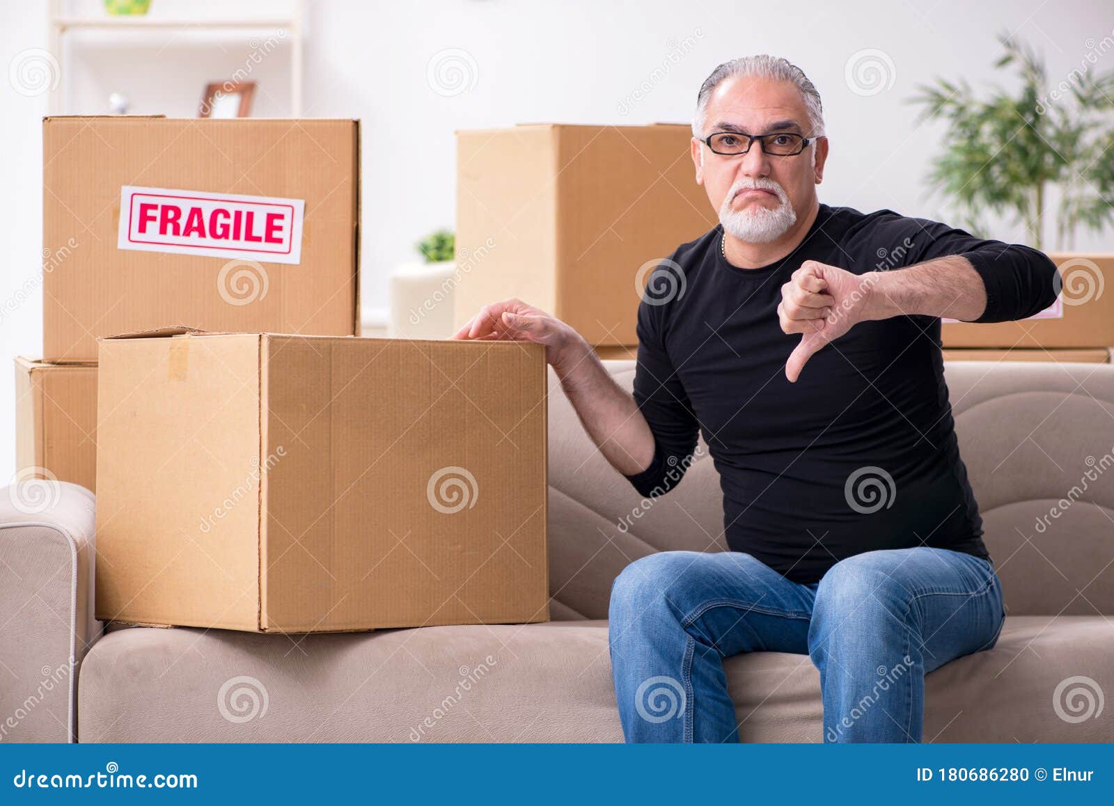Old Male Professional Mover Doing Home Relocation Stock Photo - Image ...