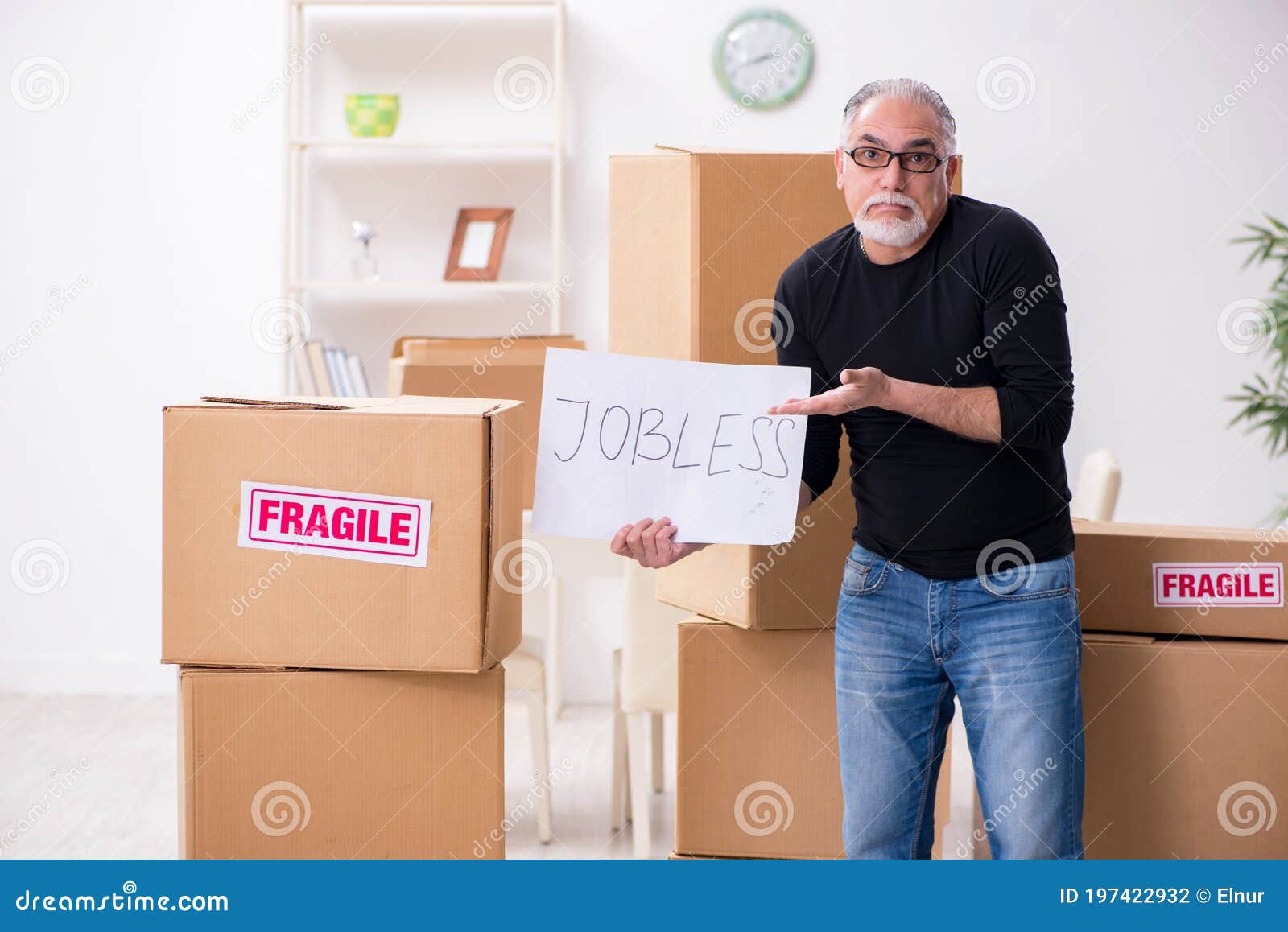 Old Male Professional Mover Doing Home Relocation Stock Photo - Image ...