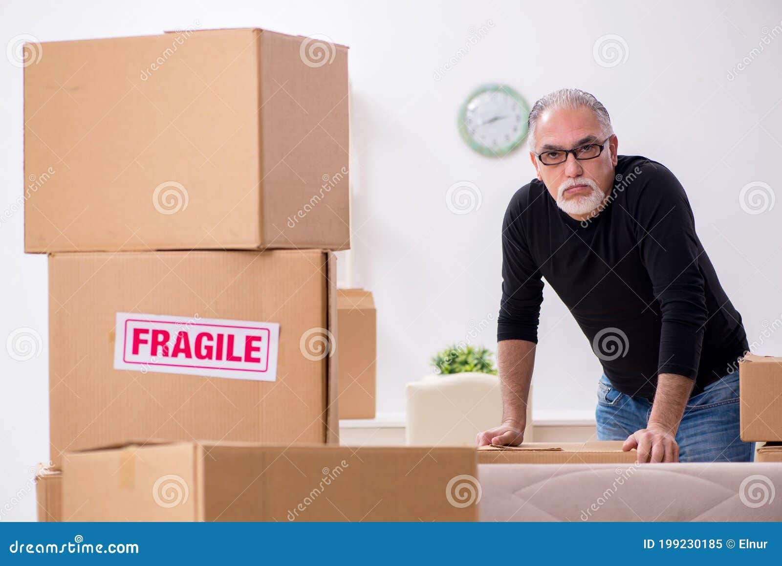 Old Male Professional Mover Doing Home Relocation Stock Image - Image ...
