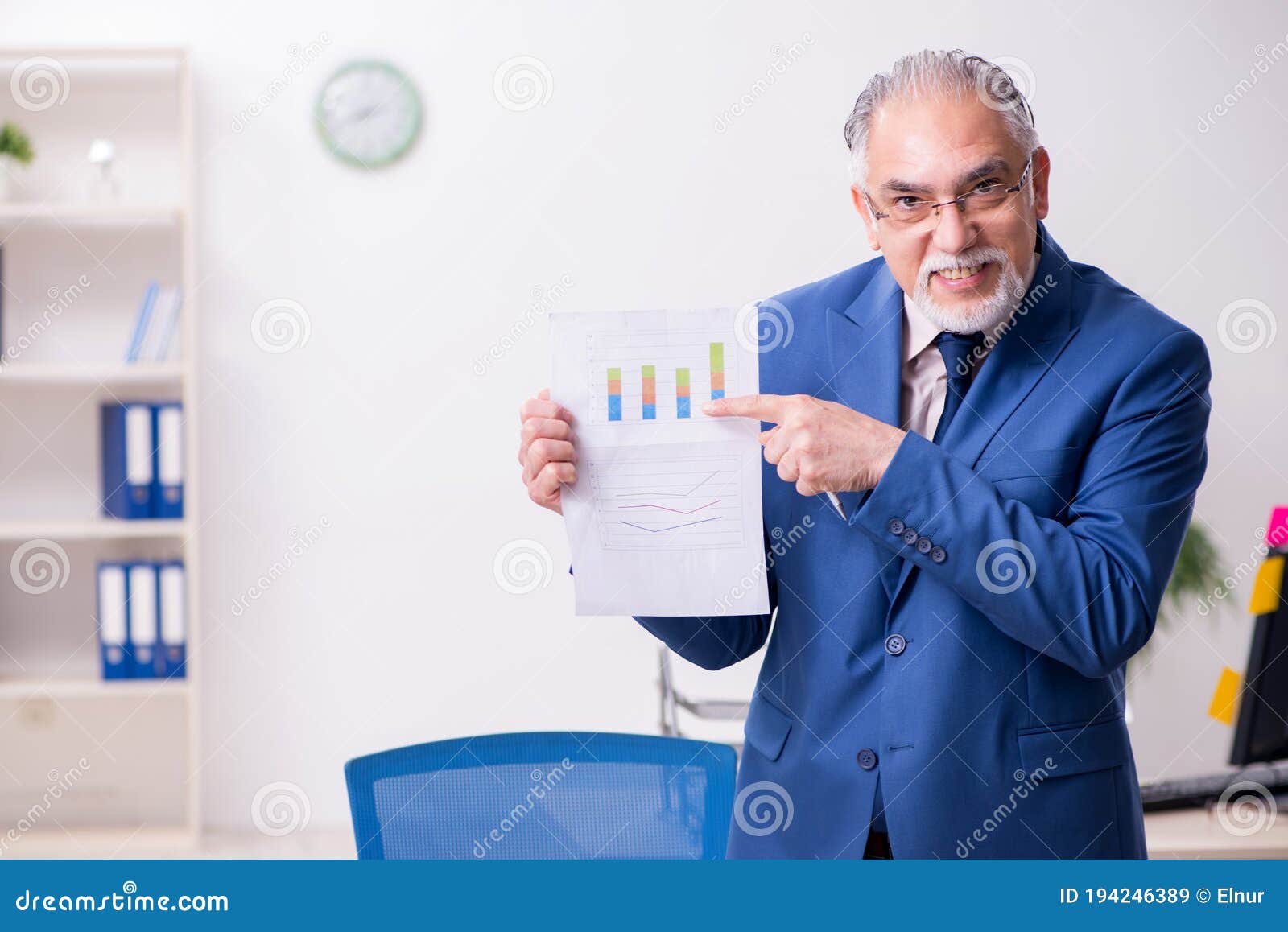 Old Male Sales Analyst Working in the Office Stock Image - Image of ...
