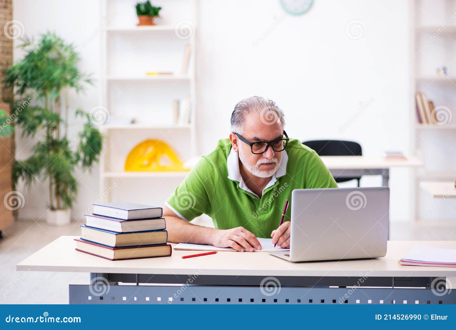 Old Male Student in Tele-education Concept Stock Photo - Image of ...