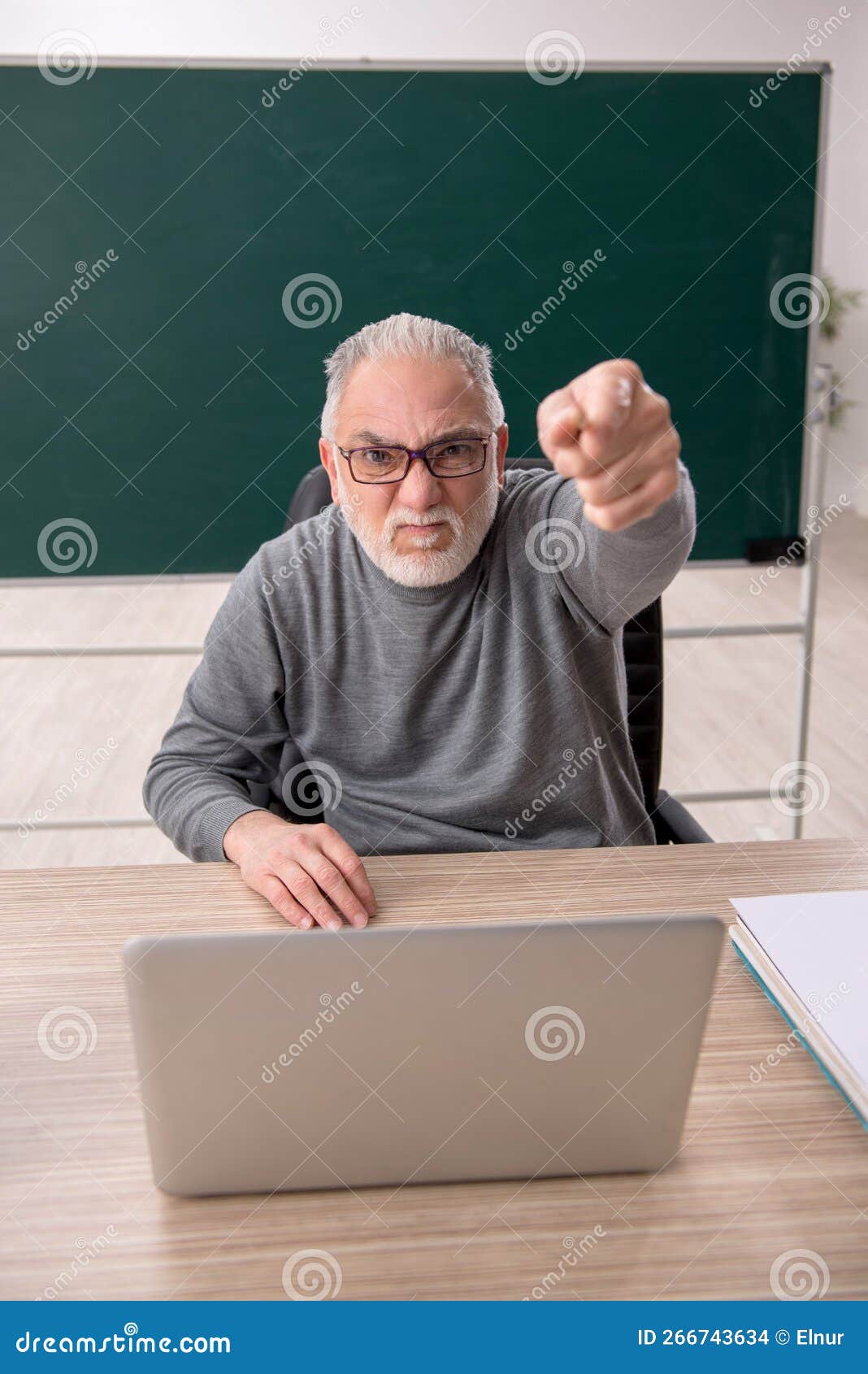 Old Male Teacher in the Classroom Stock Photo - Image of book, angry ...