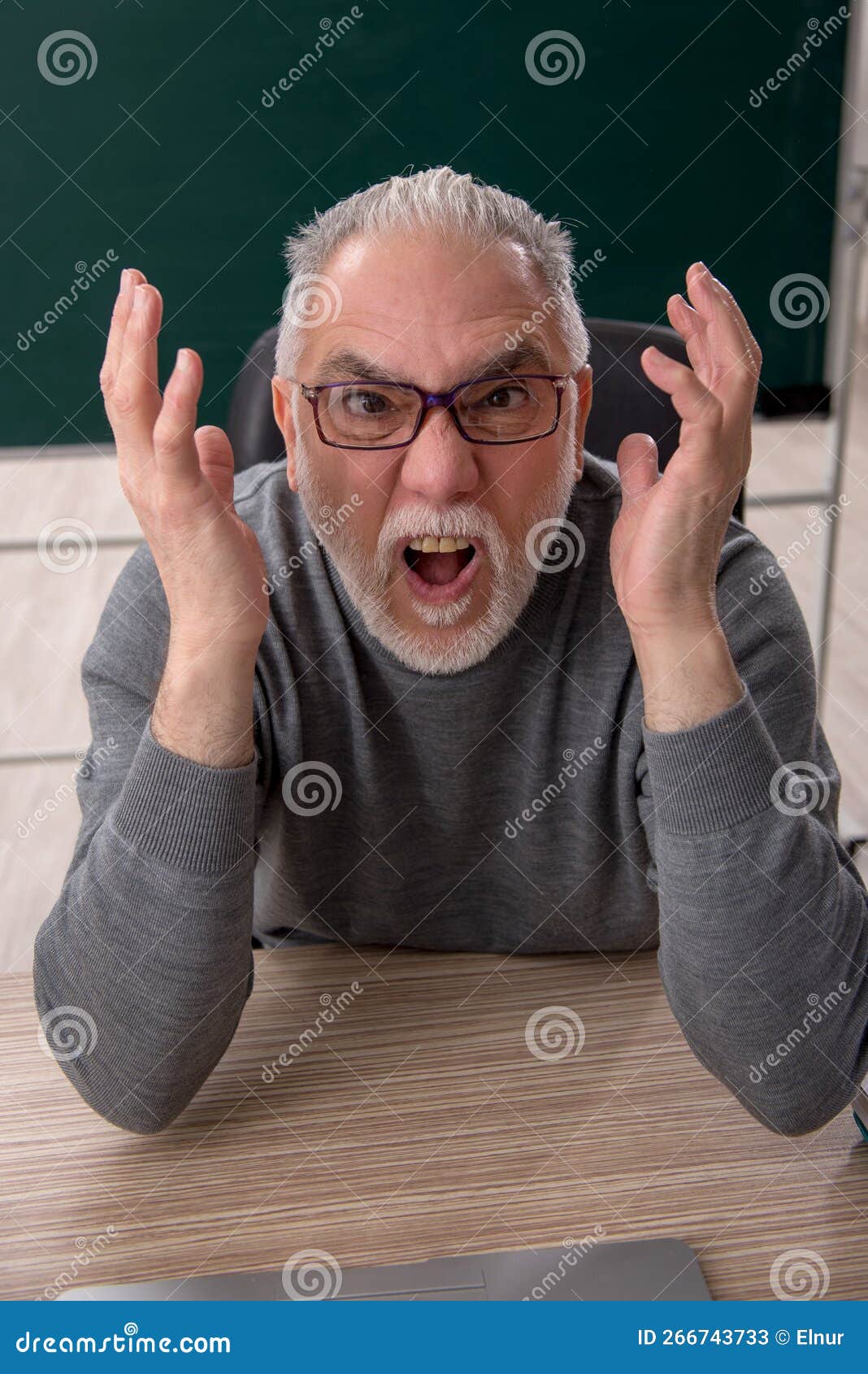 Old Male Teacher in the Classroom Stock Image - Image of teacher ...