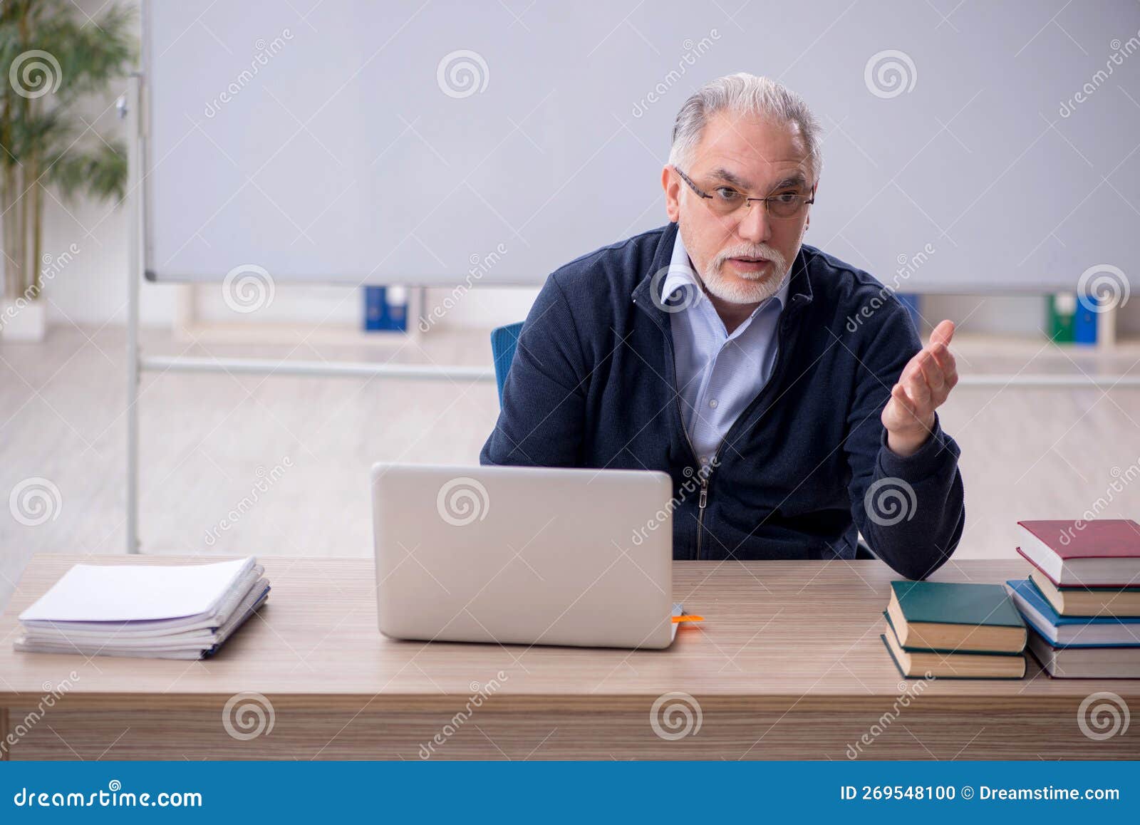 Old Male Teacher in the Classroom Stock Photo - Image of study ...
