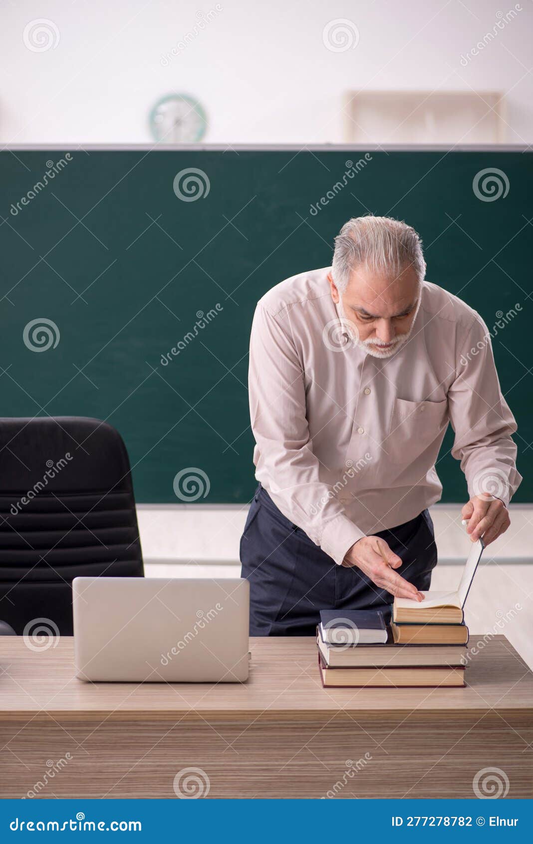 Old Male Teacher in the Classroom Stock Photo - Image of study, green ...