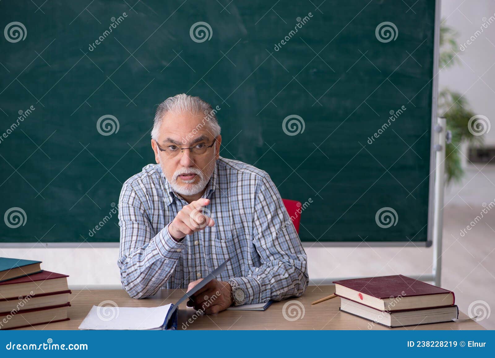 Old Male Teacher in the Classroom Stock Image - Image of educational ...