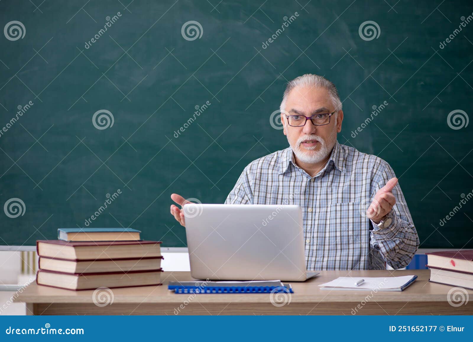 Old Male Teacher in the Classroom Stock Image - Image of explaining ...