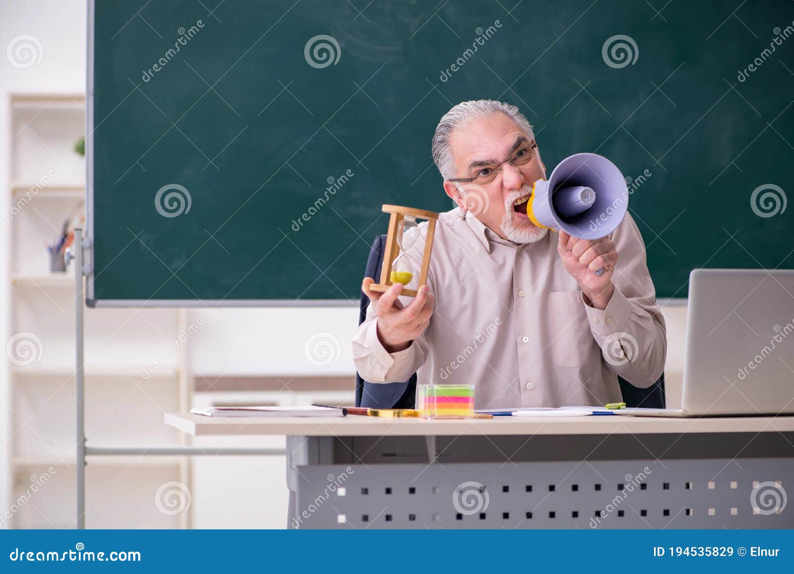 Old Male Teacher in the Classroom Stock Image - Image of late, exam ...