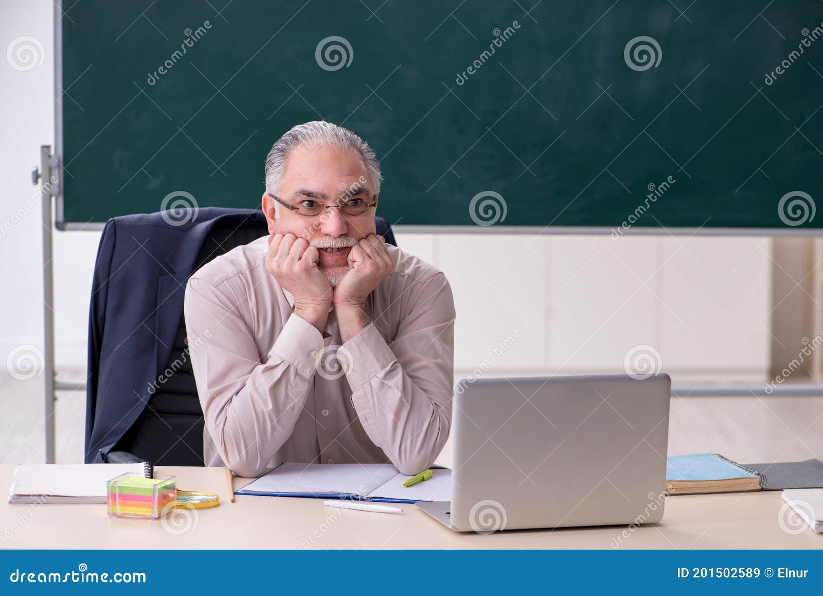 Old Male Teacher in the Classroom Stock Image - Image of frustration ...