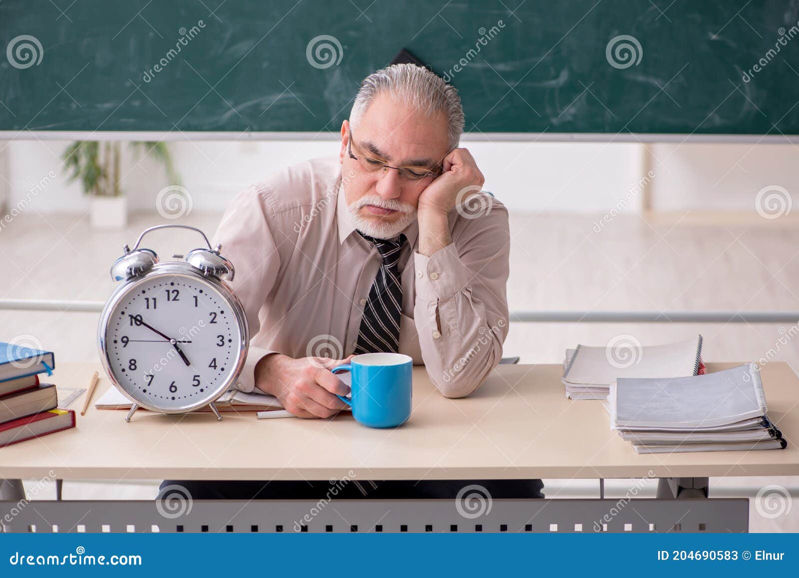 Old Male Teacher in the Classroom Stock Image - Image of boring ...