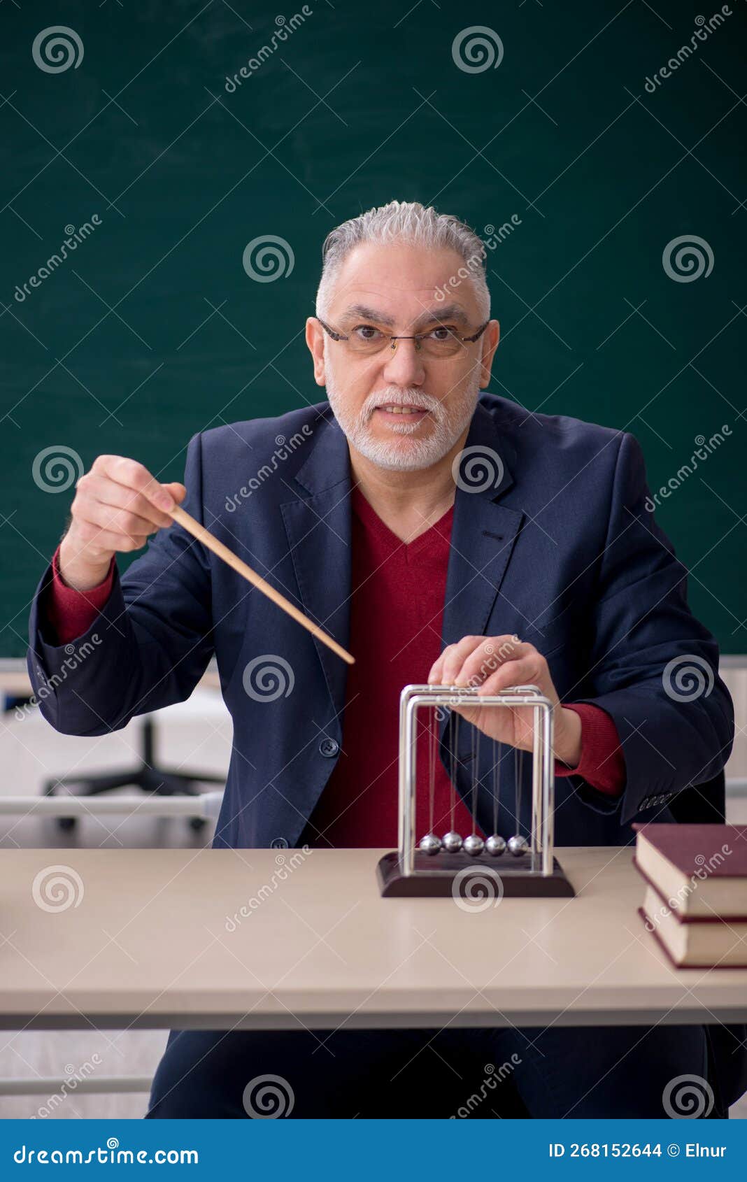 Old Male Teacher Physicist Sitting in the Classroom Stock Photo - Image ...