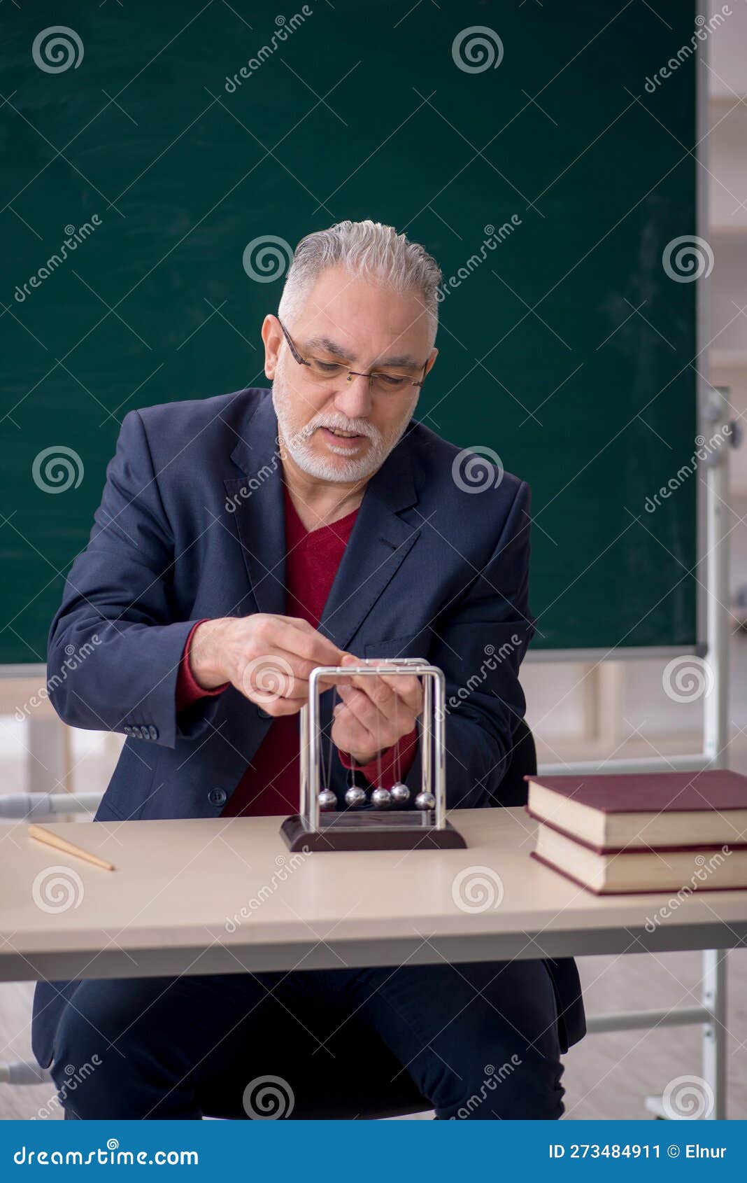 Old Male Teacher Physicist Sitting in the Classroom Stock Image - Image ...