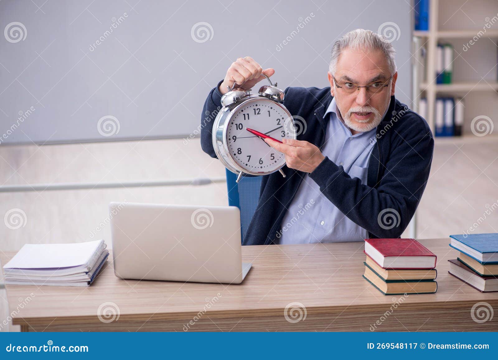 Old Male Teacher in Time Management Concept Stock Image - Image of ...