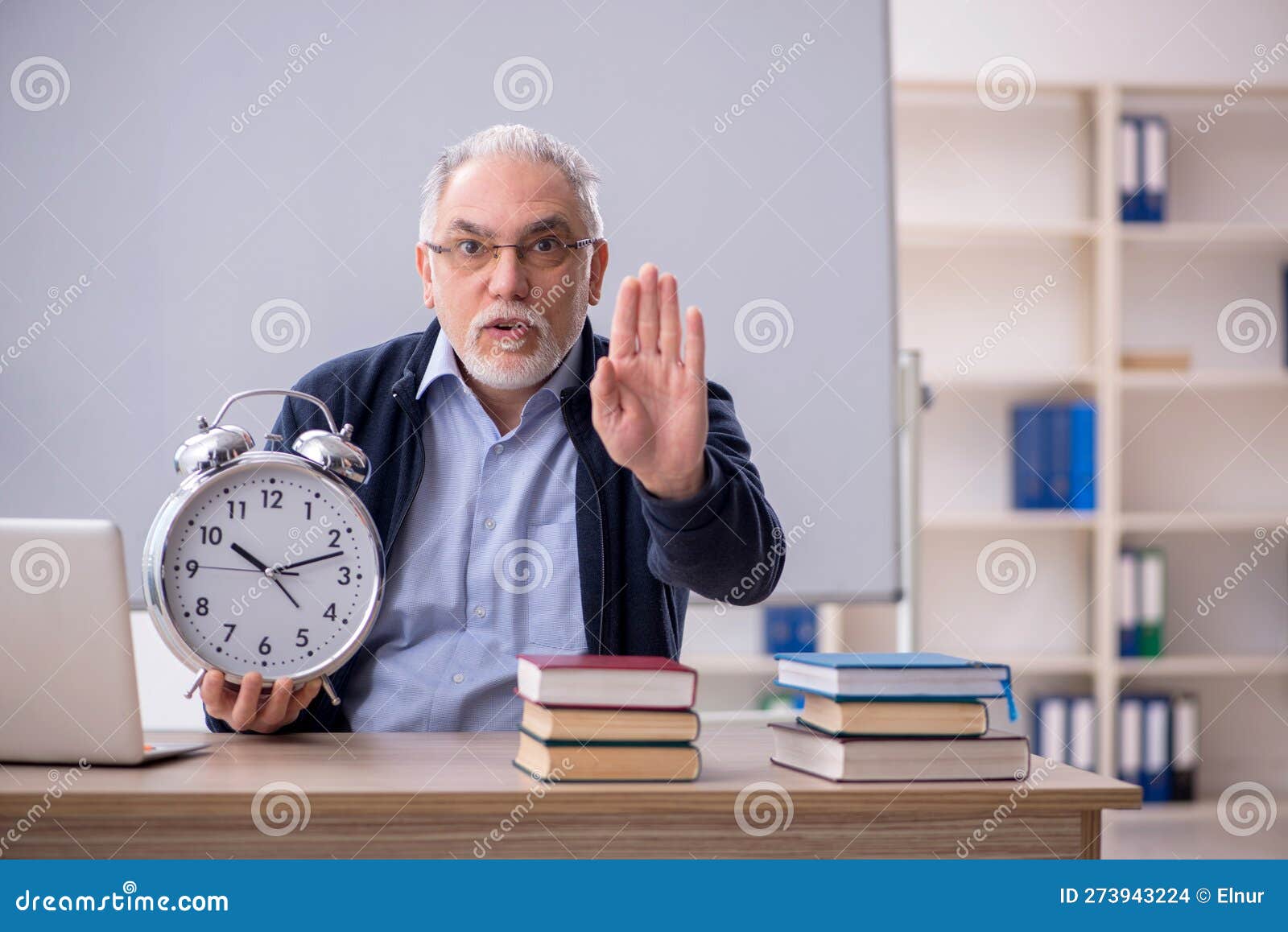 Old Male Teacher in Time Management Concept Stock Photo - Image of ...