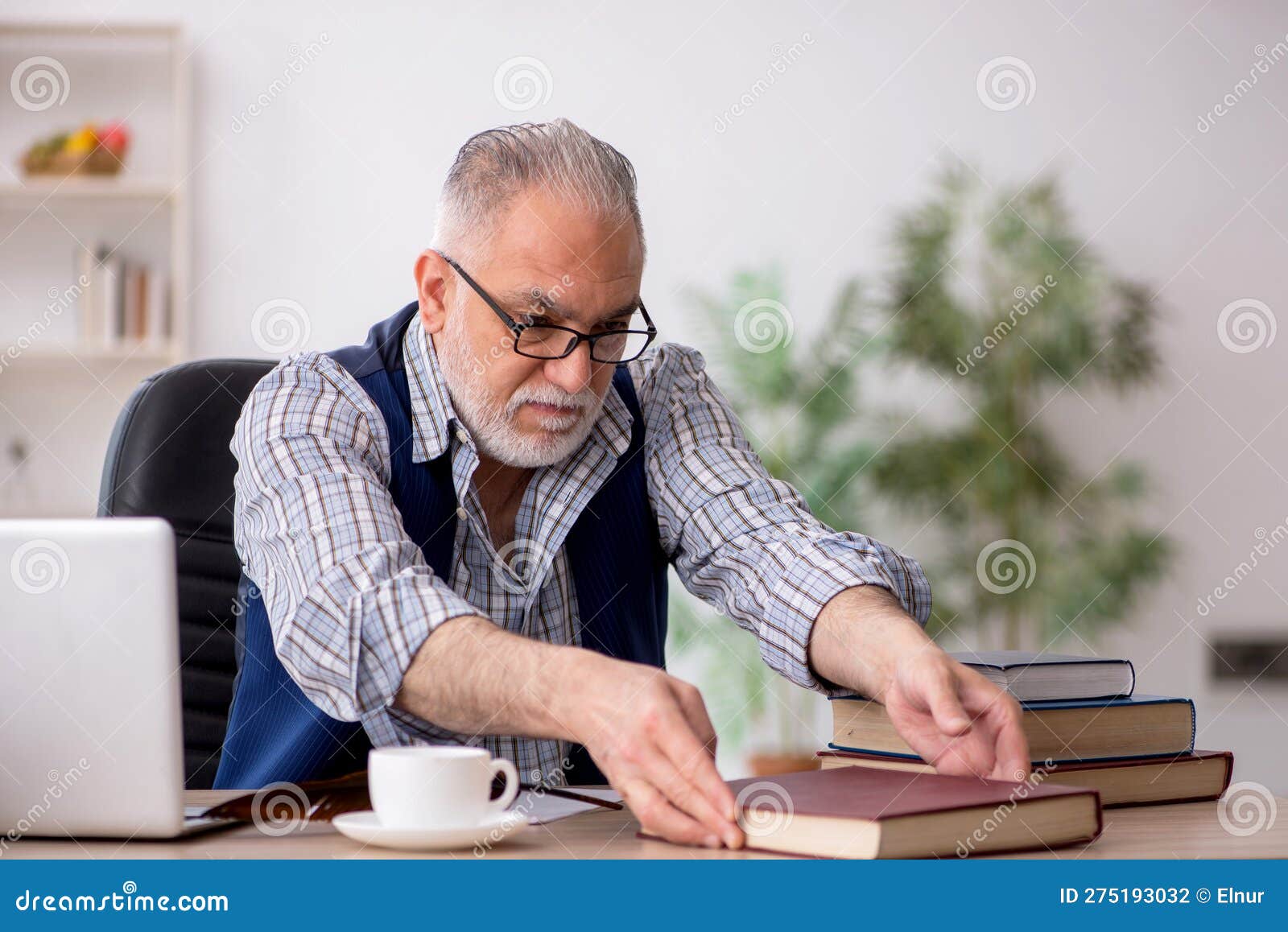 Old Male Writer Sitting at Workplace Stock Photo - Image of designing ...