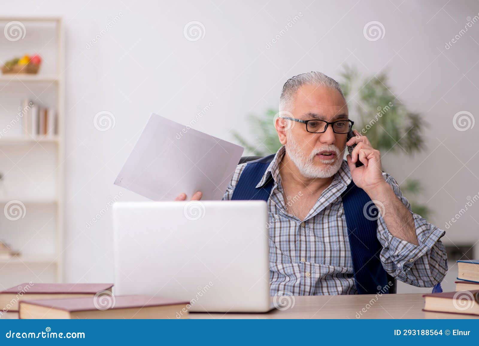 Old Male Writer Sitting at Workplace Stock Photo - Image of designer ...