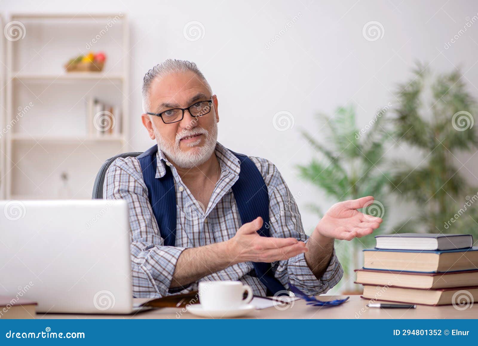 Old Male Writer Sitting at Workplace Stock Photo - Image of literature ...