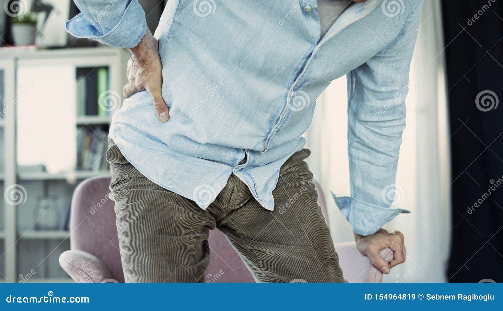 Old man with back pain stock image. Image of home, ache - 154964819