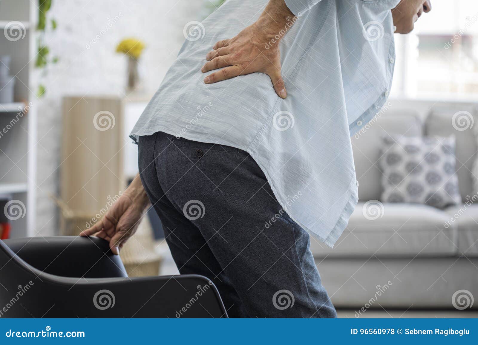 Old man with back pain stock photo. Image of aged, health - 96560978