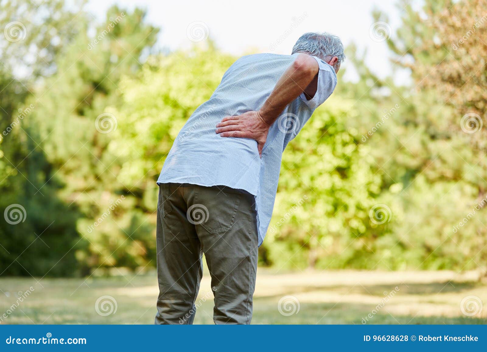 Old man with back pain stock photo. Image of stroll, lumbago - 96628628