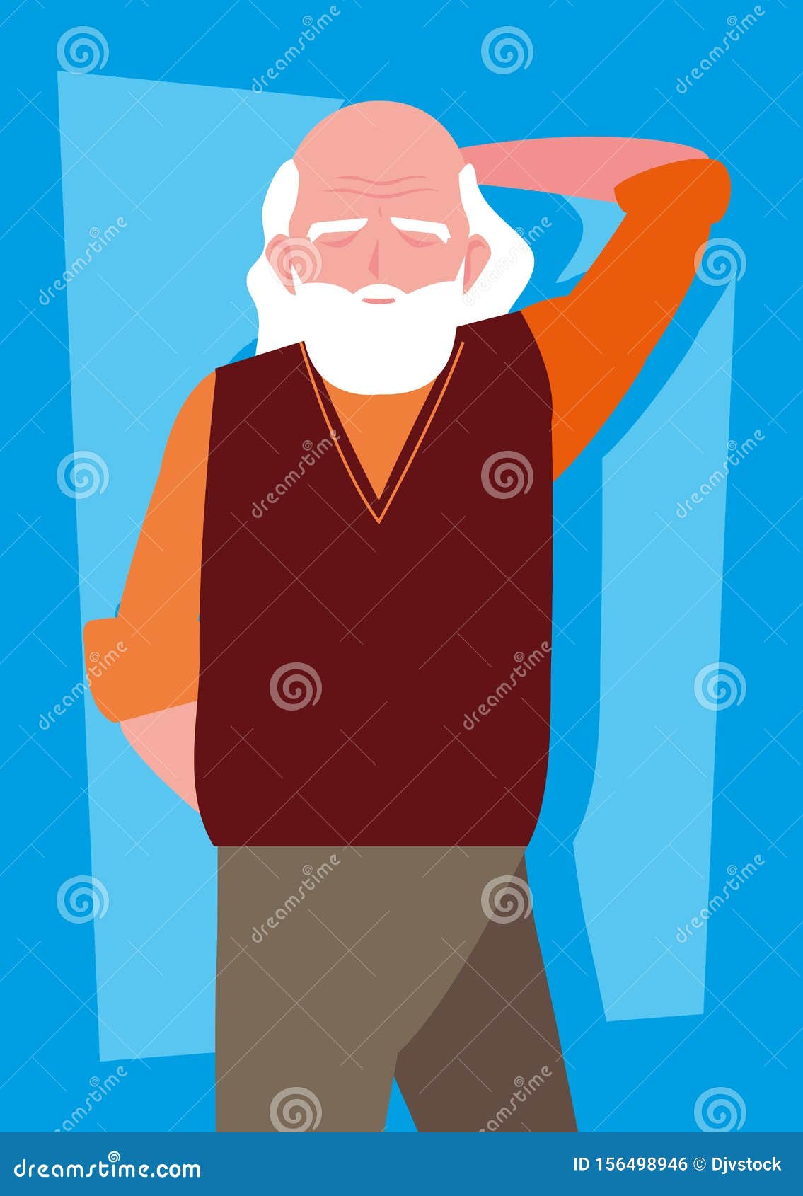 Old Man with Beard Avatar Character Stock Illustration - Illustration ...