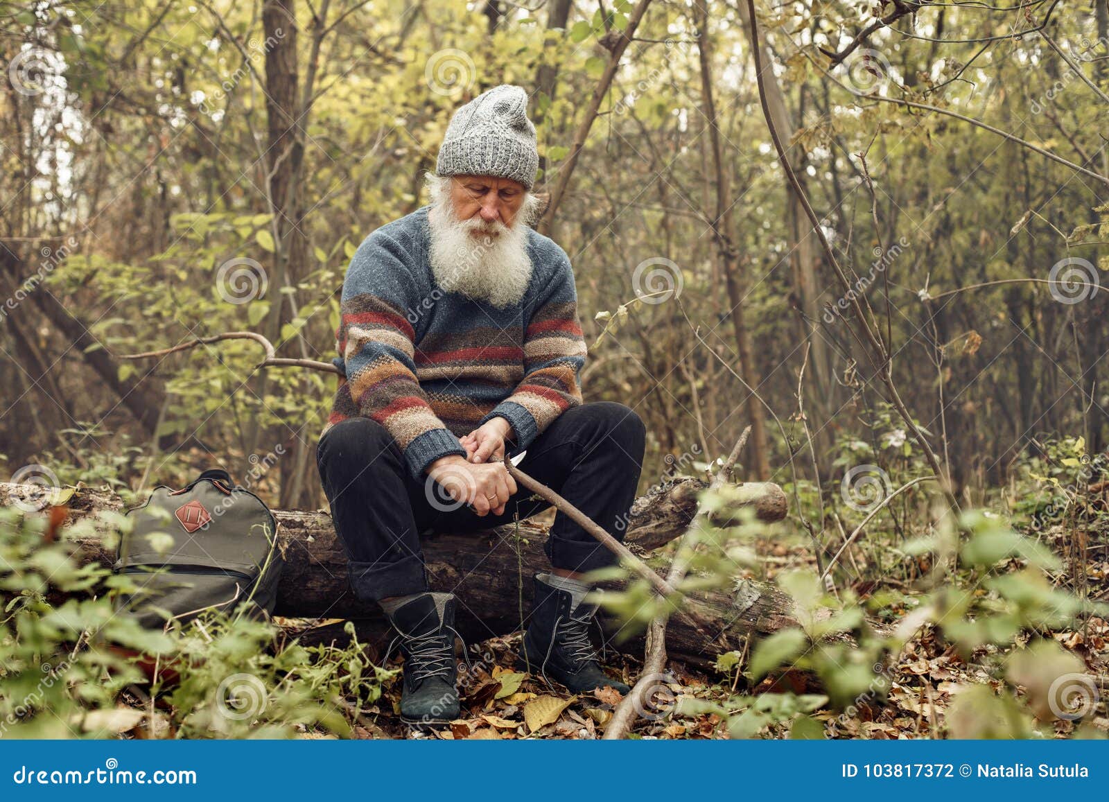 Old Man with Beard in Forest Stock Photo - Image of elderly, outdoor ...