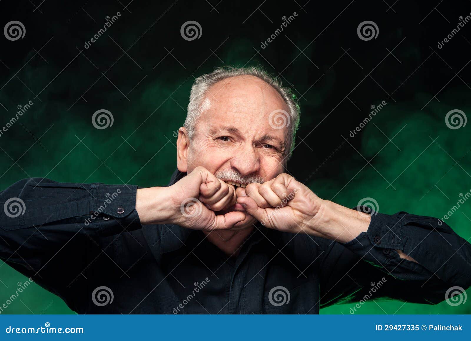 Old man biting his hands stock image. Image of face, frustration - 29427335