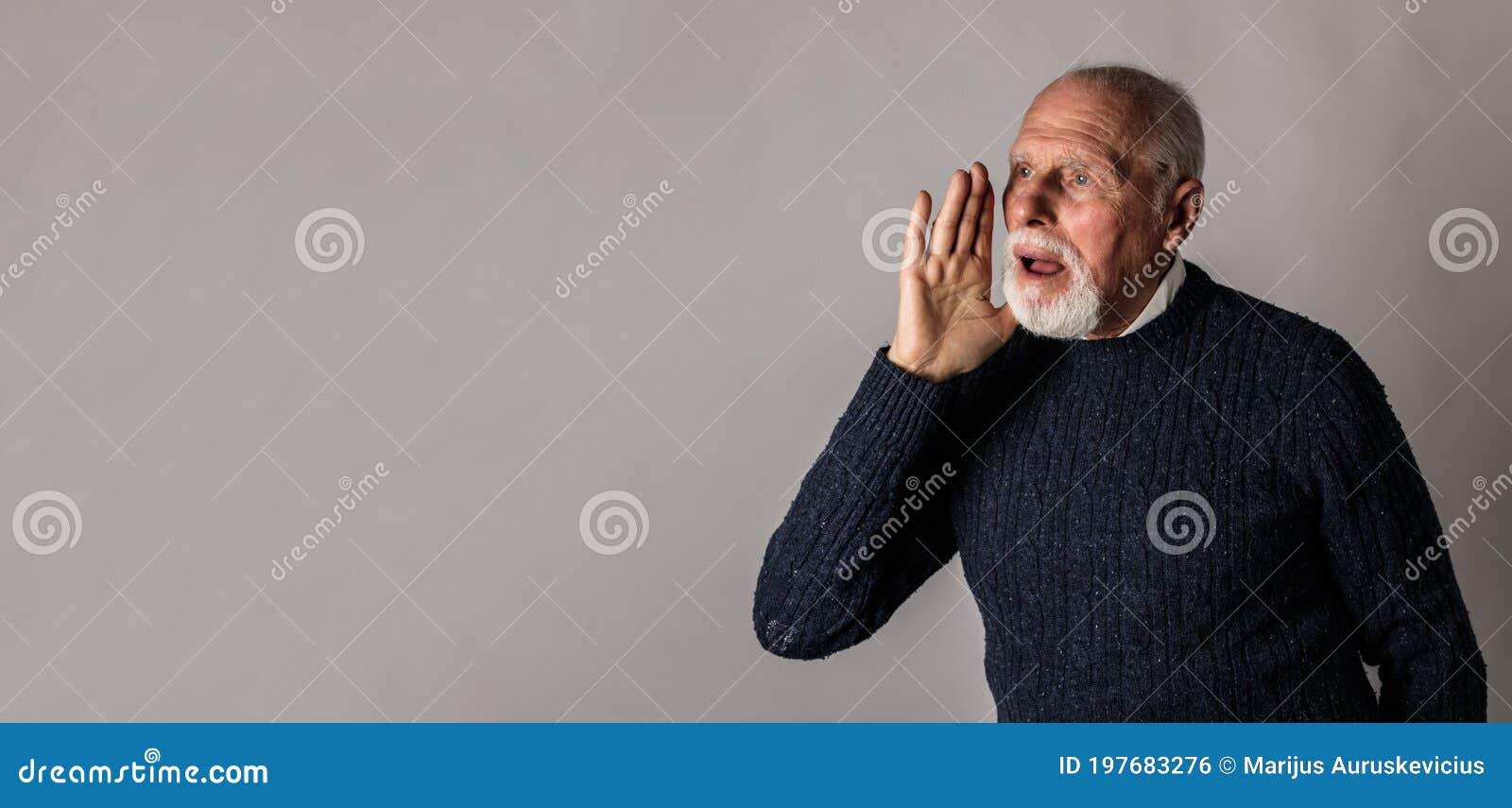 Old Man in Blue is Screaming Stock Photo - Image of grandfather, rumour ...