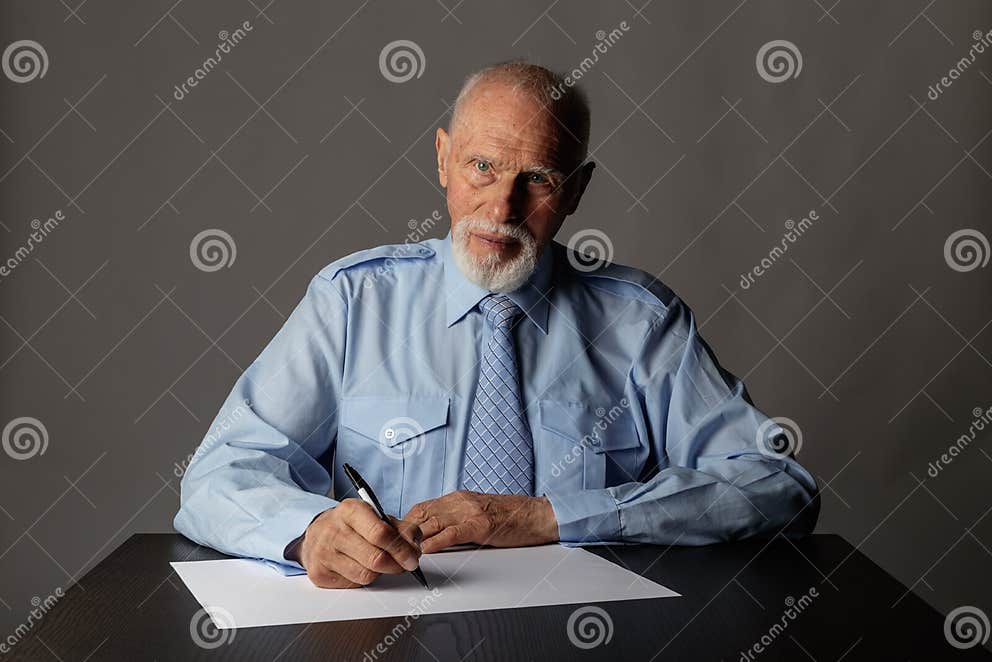 Old man is writing stock image. Image of male, design - 164894465