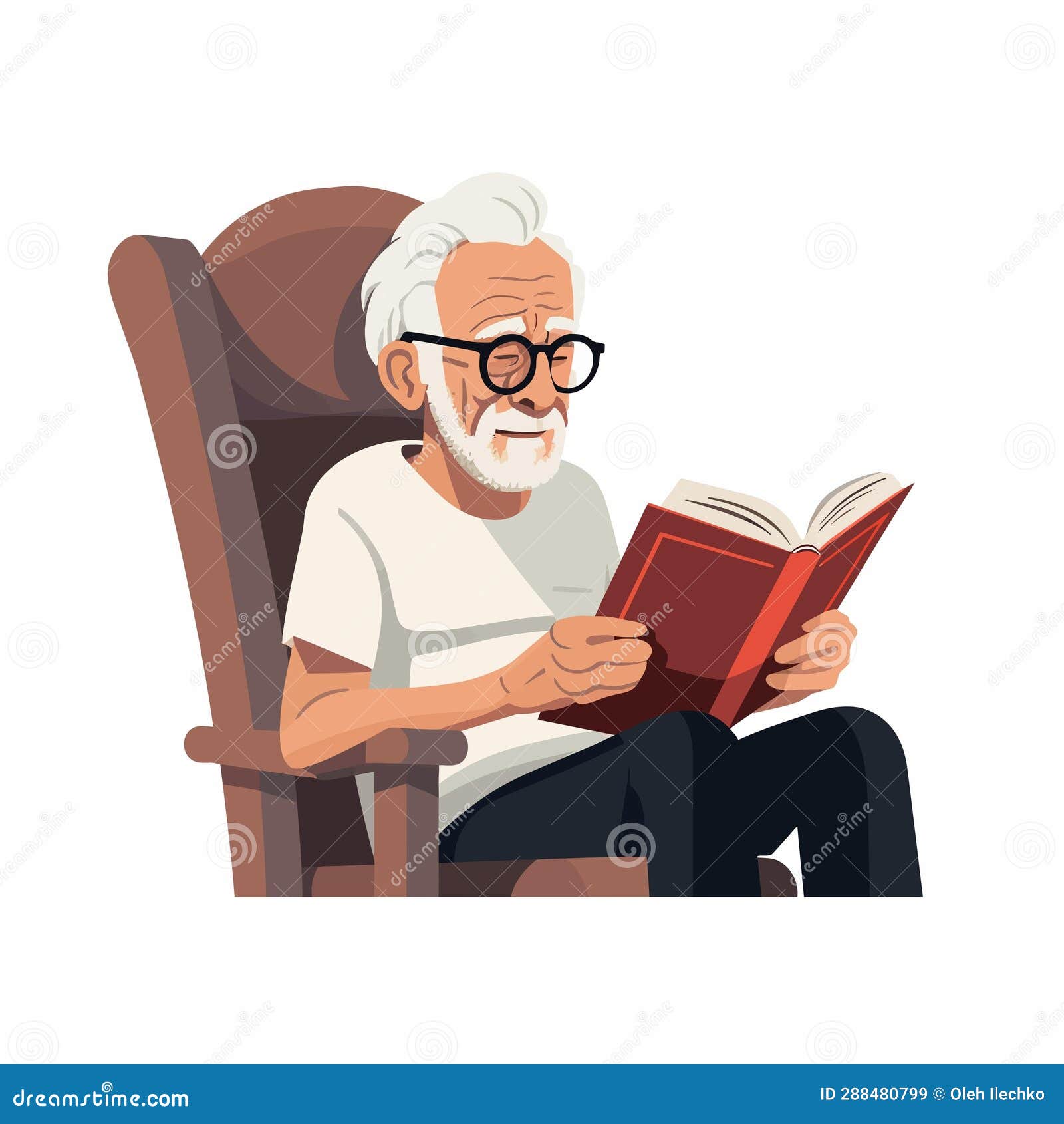 Old Man with Book Vector Flat Minimalistic Isolated Illustration Stock ...