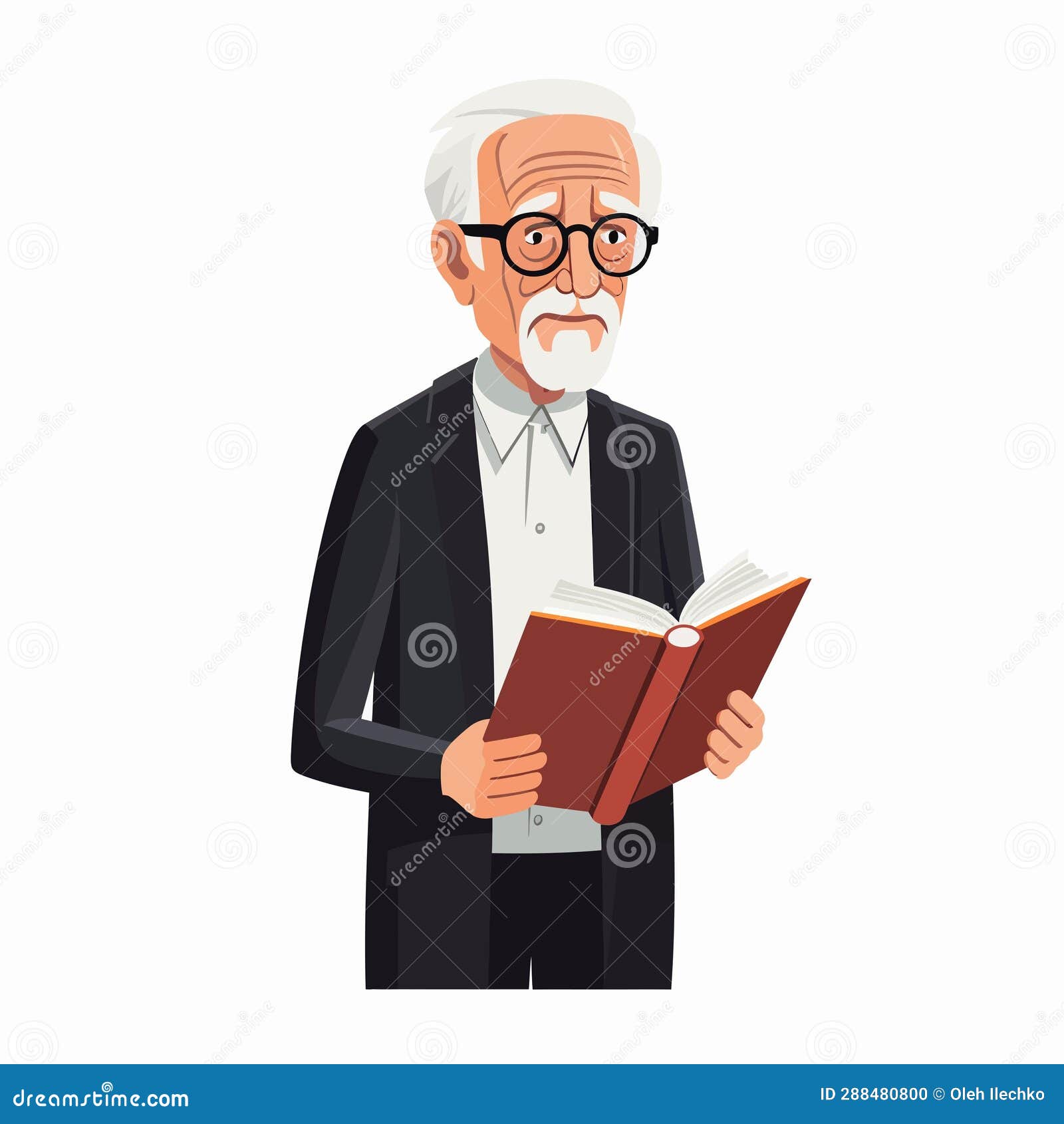 Old Man with Book Vector Flat Minimalistic Isolated Illustration Stock ...