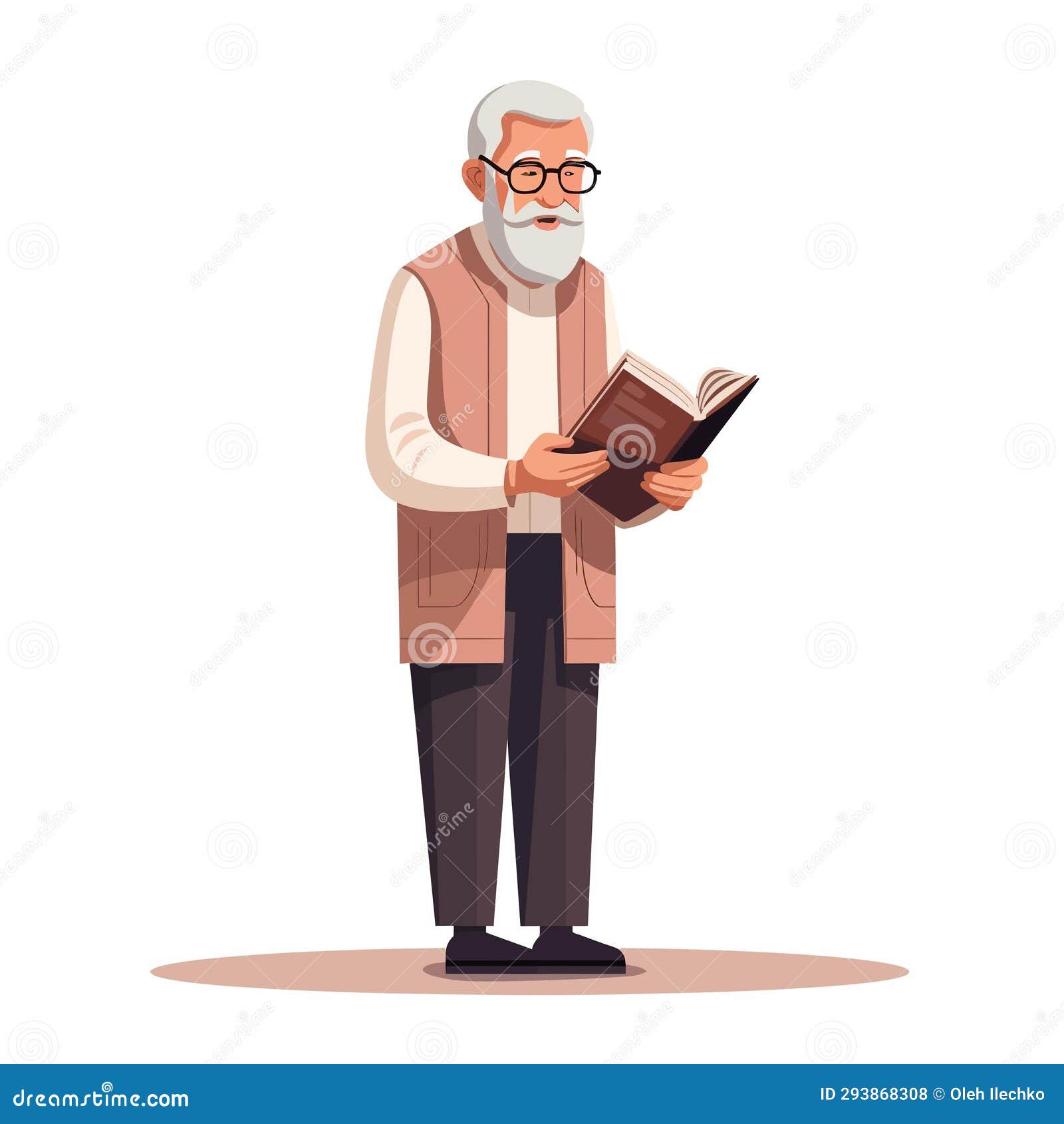 Old Man with Book Vector Flat Minimalistic Isolated Illustration Stock ...
