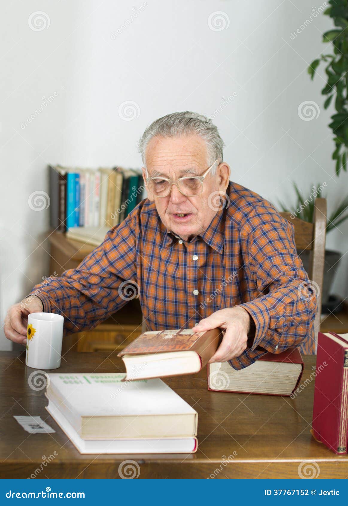 Old man with books stock photo. Image of desk, books - 37767152