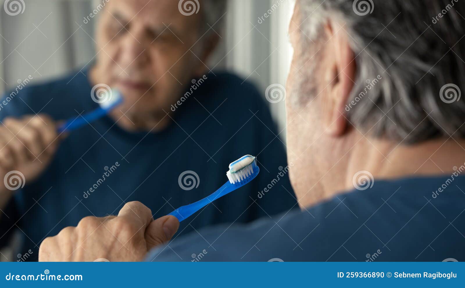 Old man brushing his teeth stock photo. Image of clean - 259366890